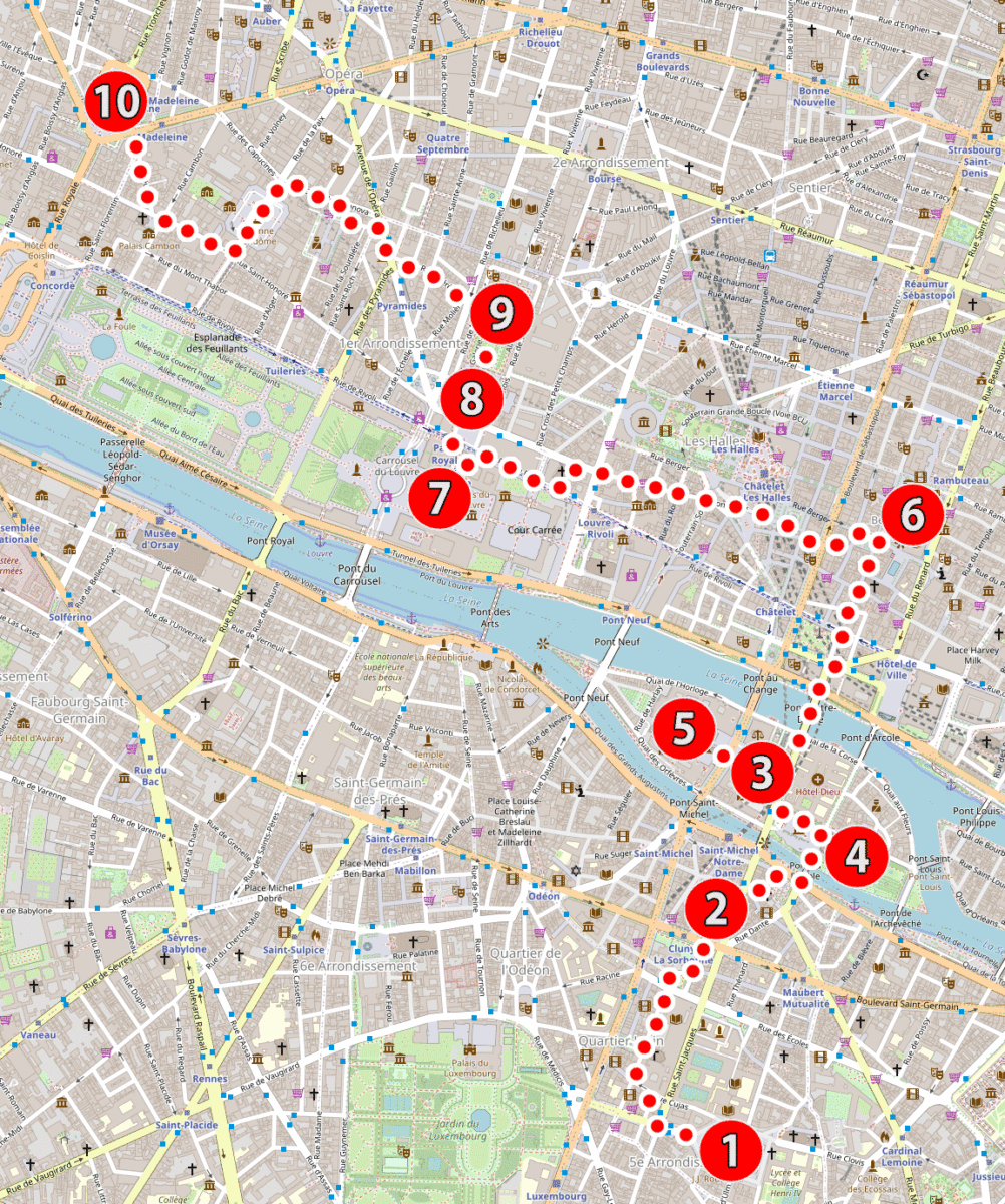 Παρίσι: Κορυφαία αξιοθέατα (Χάρτης, Σχέδιο αξιοθέατων, Μνημεία ...