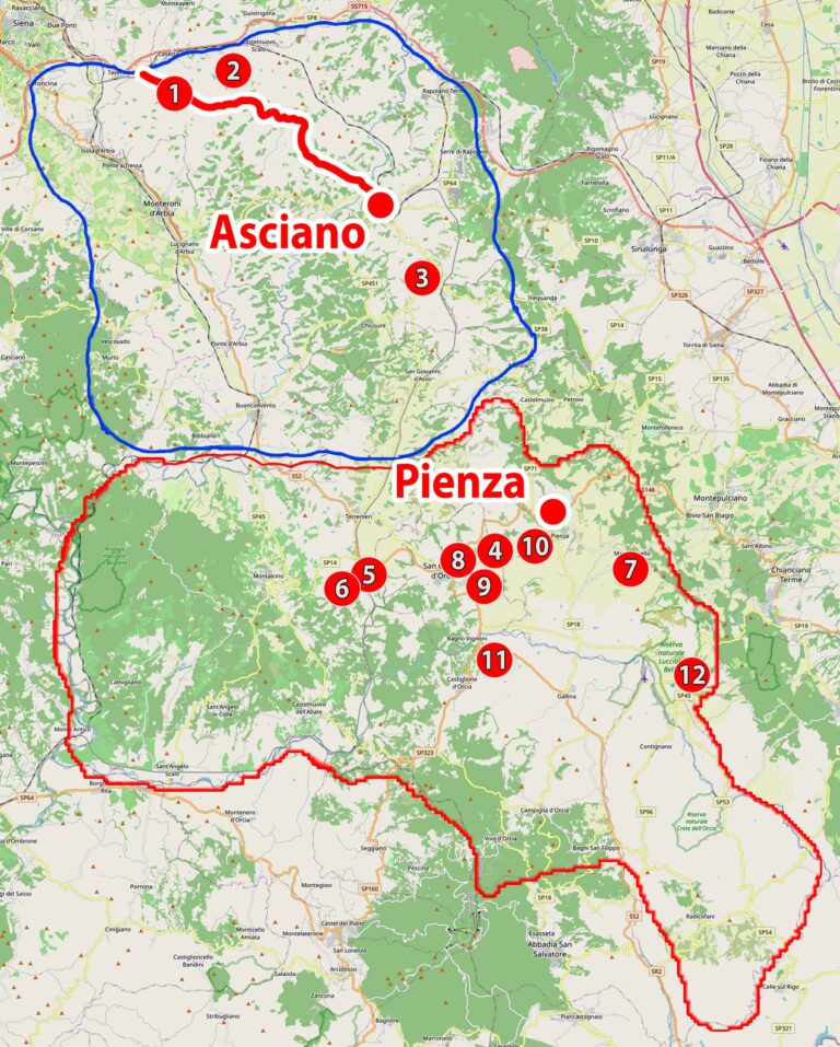 Val d'Orcia (map) – the most beautiful viewpoints in Tuscany – What to ...