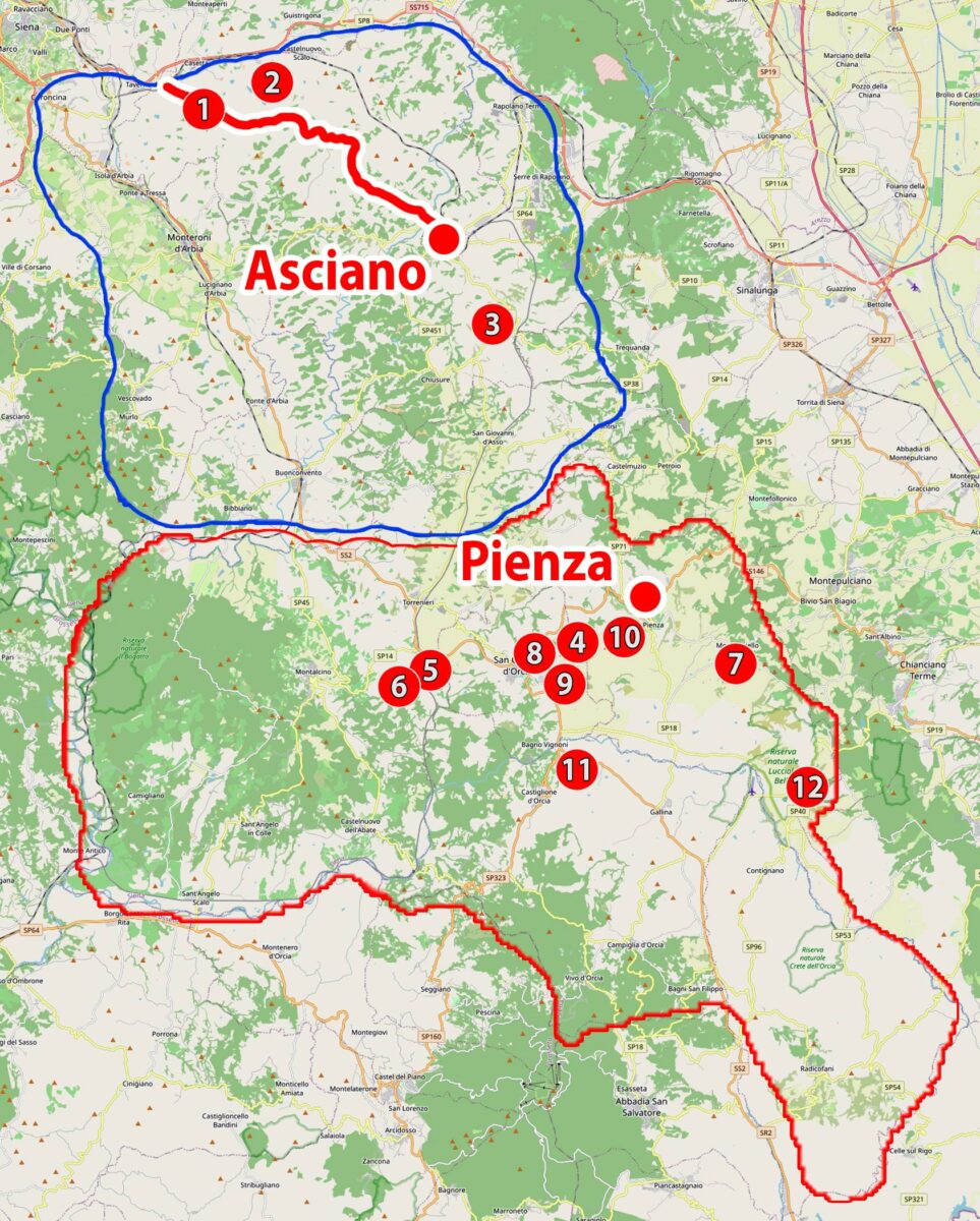 Val d'Orcia (map) – the most beautiful viewpoints in Tuscany – Gancarczyk
