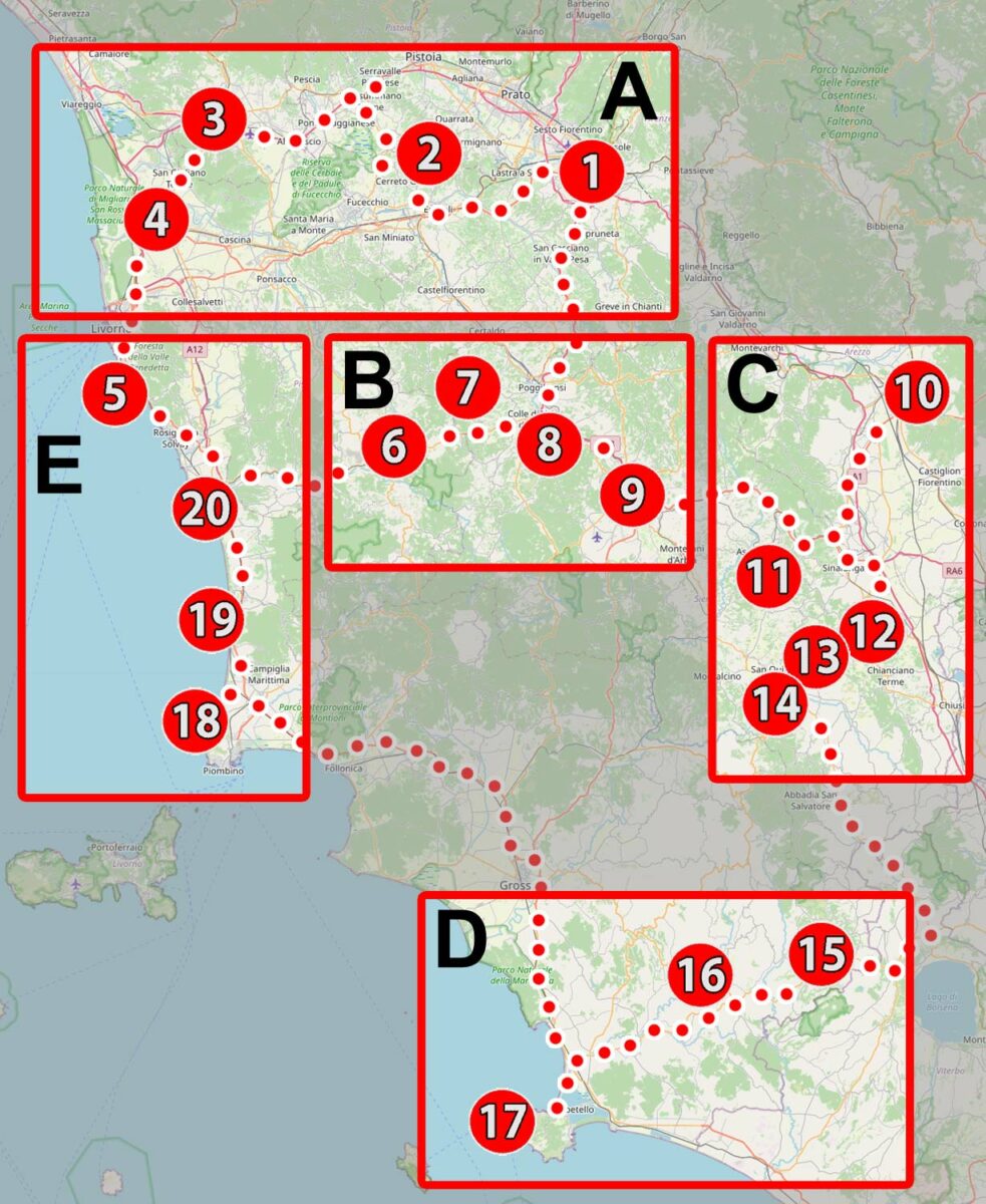 Toskana – mapa, atrakcije, plan razgledavanja, izleti, najljepša mjesta ...