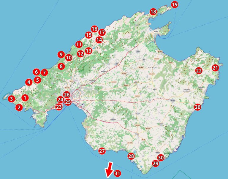 Mallorca: Topattraktioner (kort, turplan, praktiske oplysninger ...