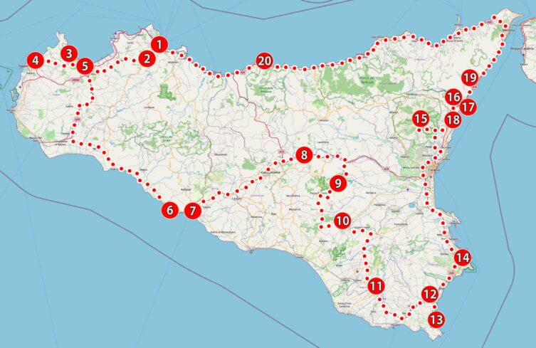Sicilia: Toppattraksjoner (kart, sightseeingplan, monumenter ...