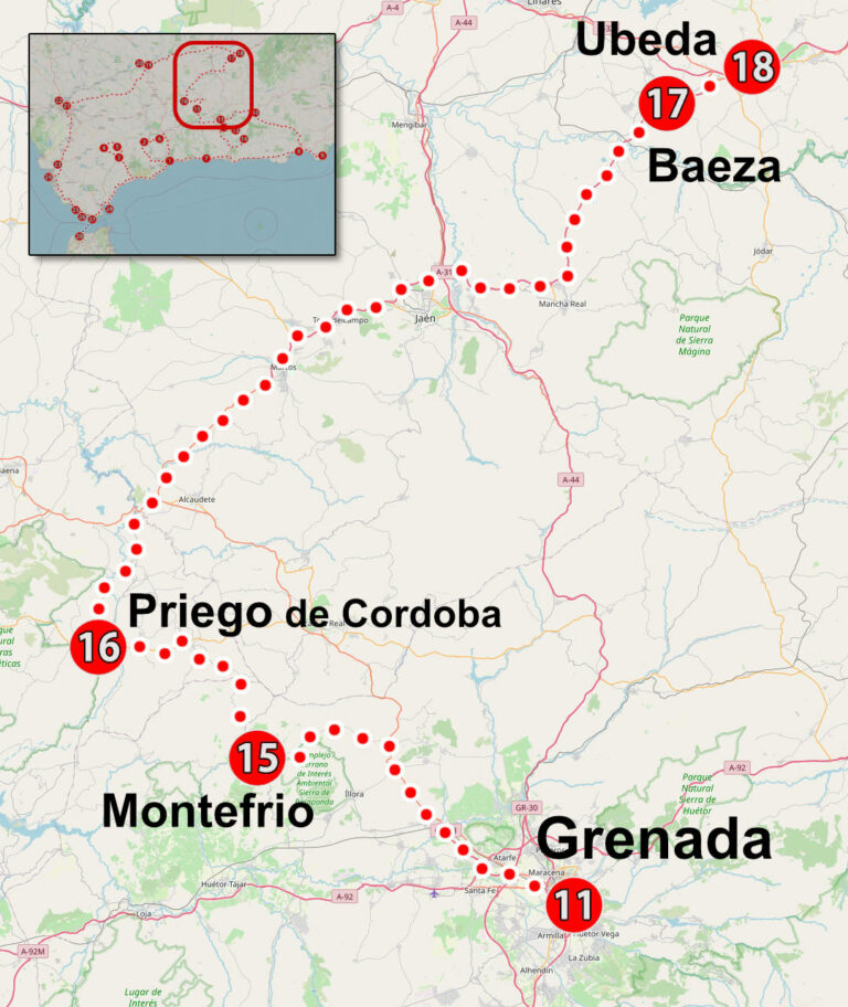 Андалусия най големите забележителности карта план за разглеждане на забележителностите