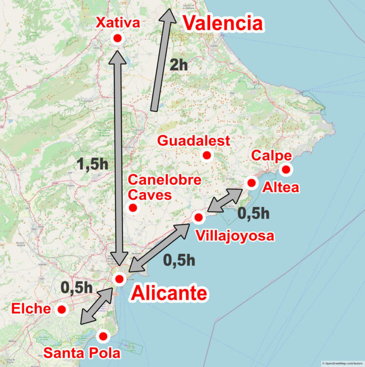 Alicante and its surroundings: attractions (map, sightseeing plan ...